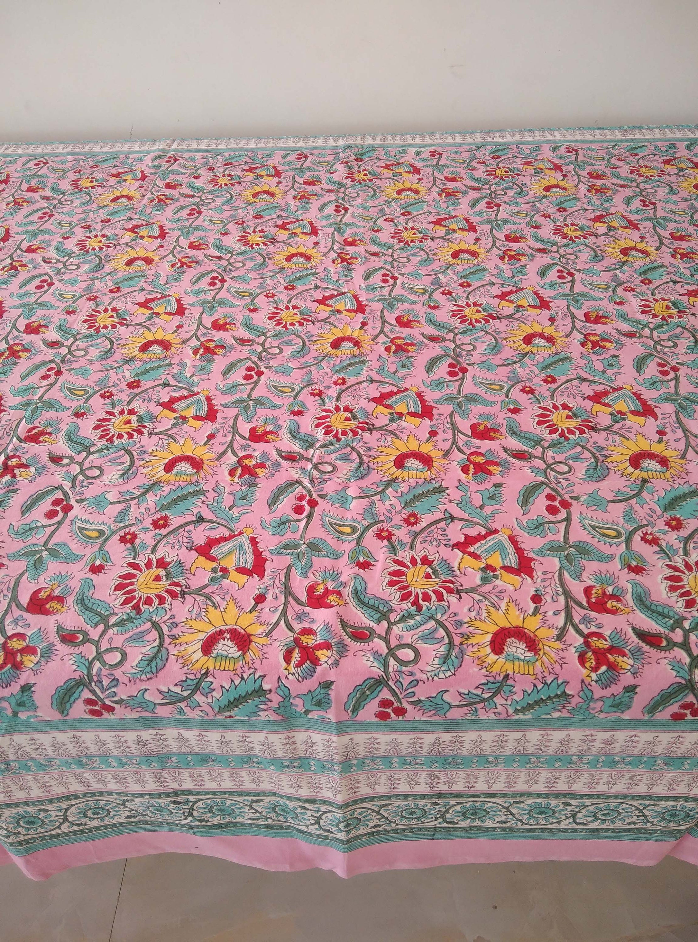 Indian Block Print Tablecloth Floral Cotton Table Cover - Etsy