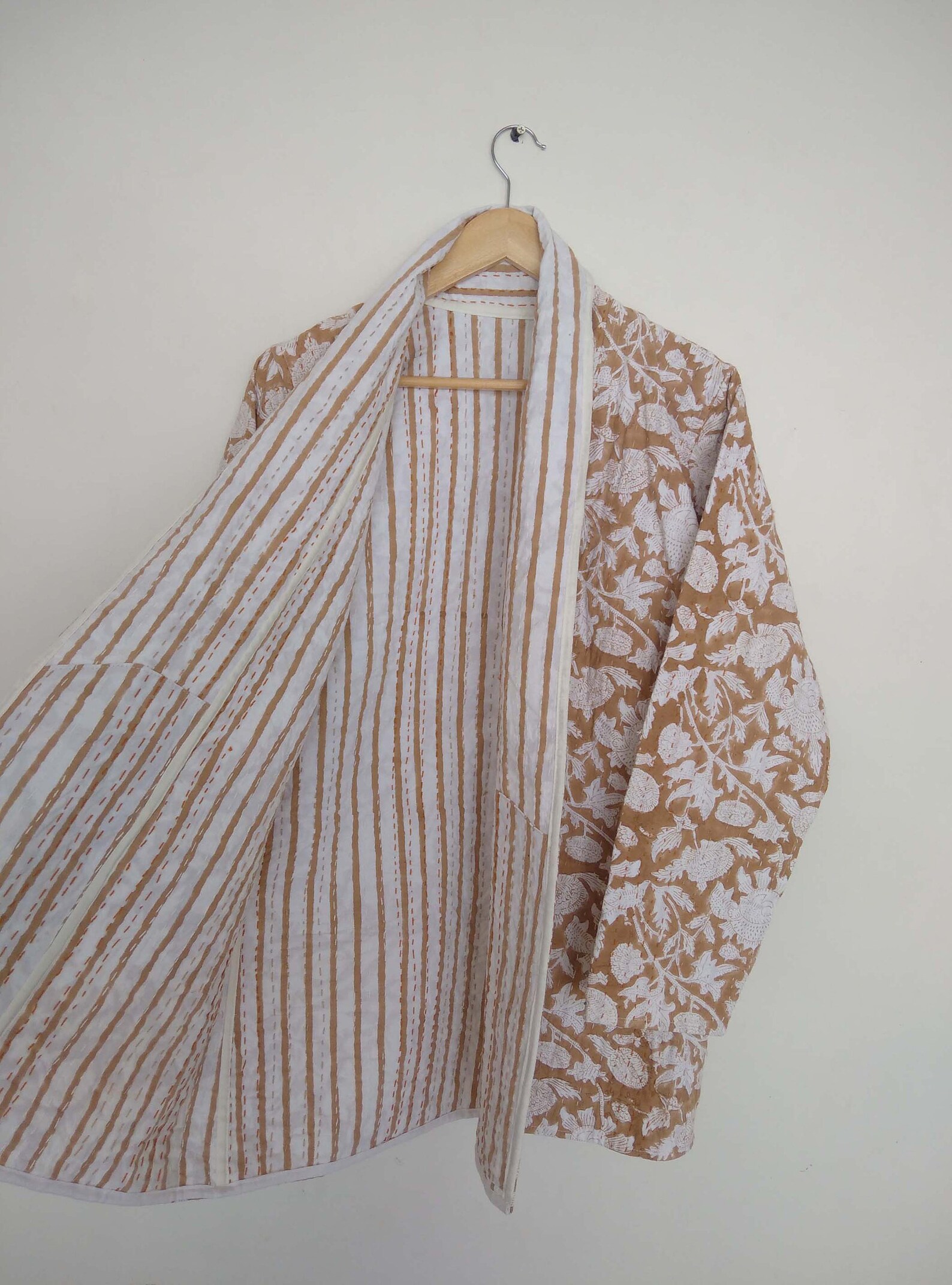 Brown Kantha Jacket Block Print Kantha Jacket Kantha - Etsy