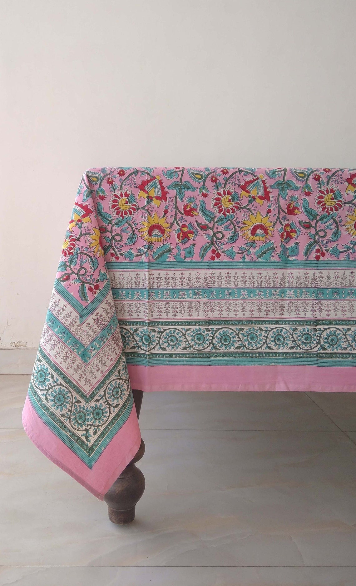 Indian Block Print Tablecloth Floral Cotton Table Cover - Etsy