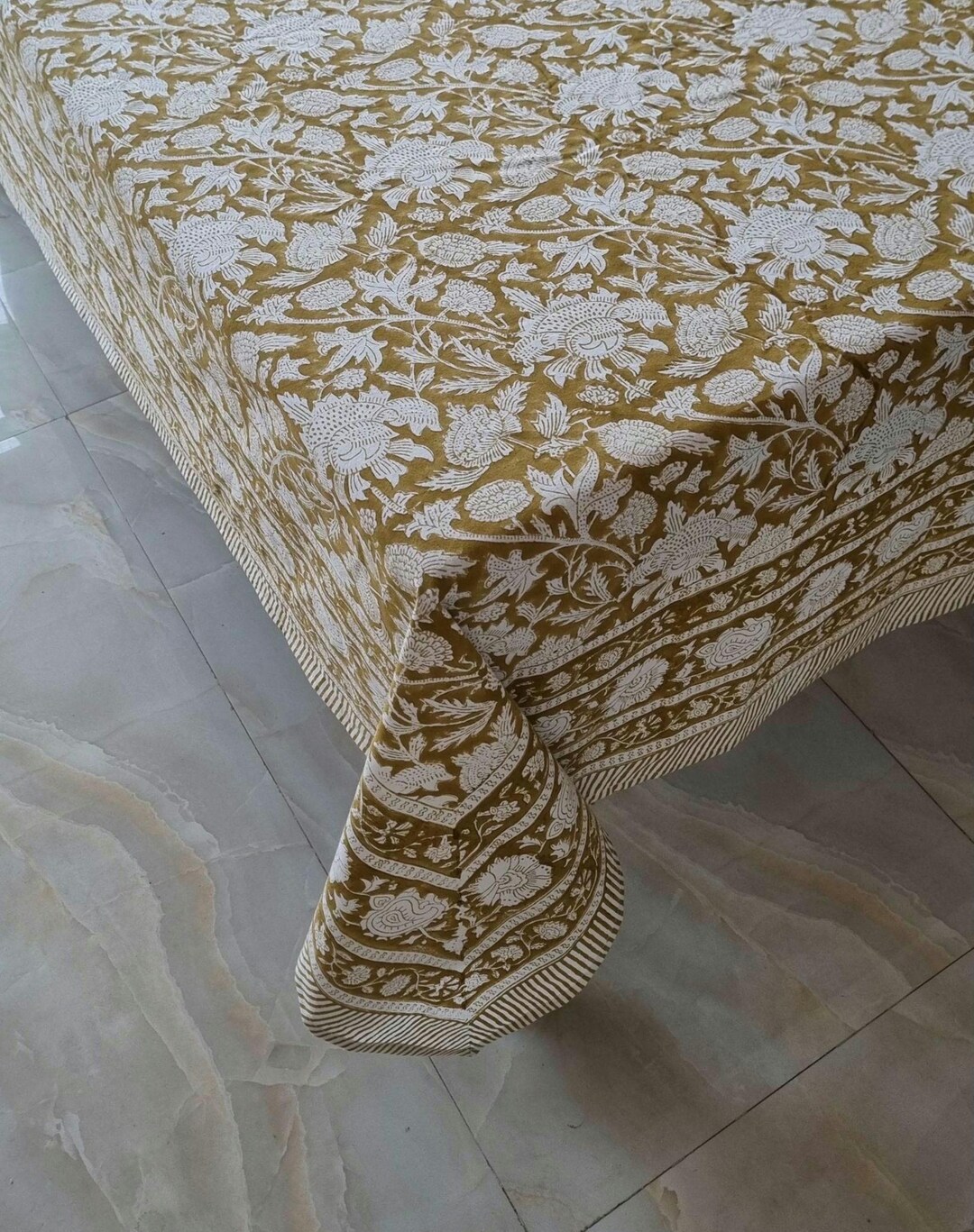 Block Print Tablecloth, Floral Cotton Table Cloth, Indian Table Linen ...