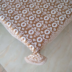 Brown Ikat Design Table Cloth, Block Print Table Cover, Indian Table ...