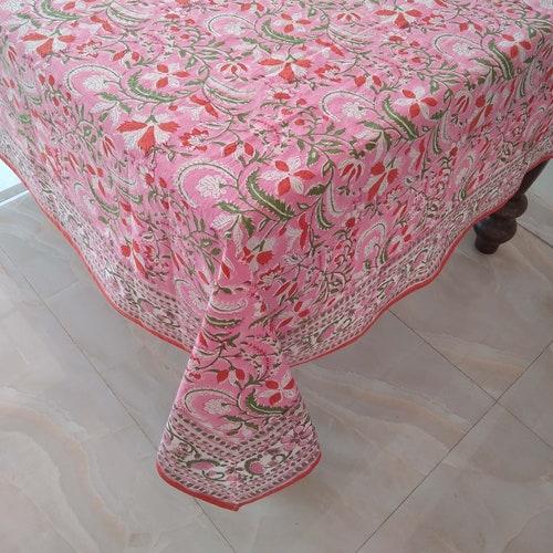 Indian Block Print Tablecloth Floral Cotton Table Cover - Etsy