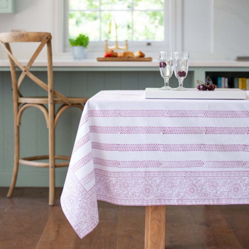 Block Printed Tablecloth Strip Design Table Cover Handmade - Etsy
