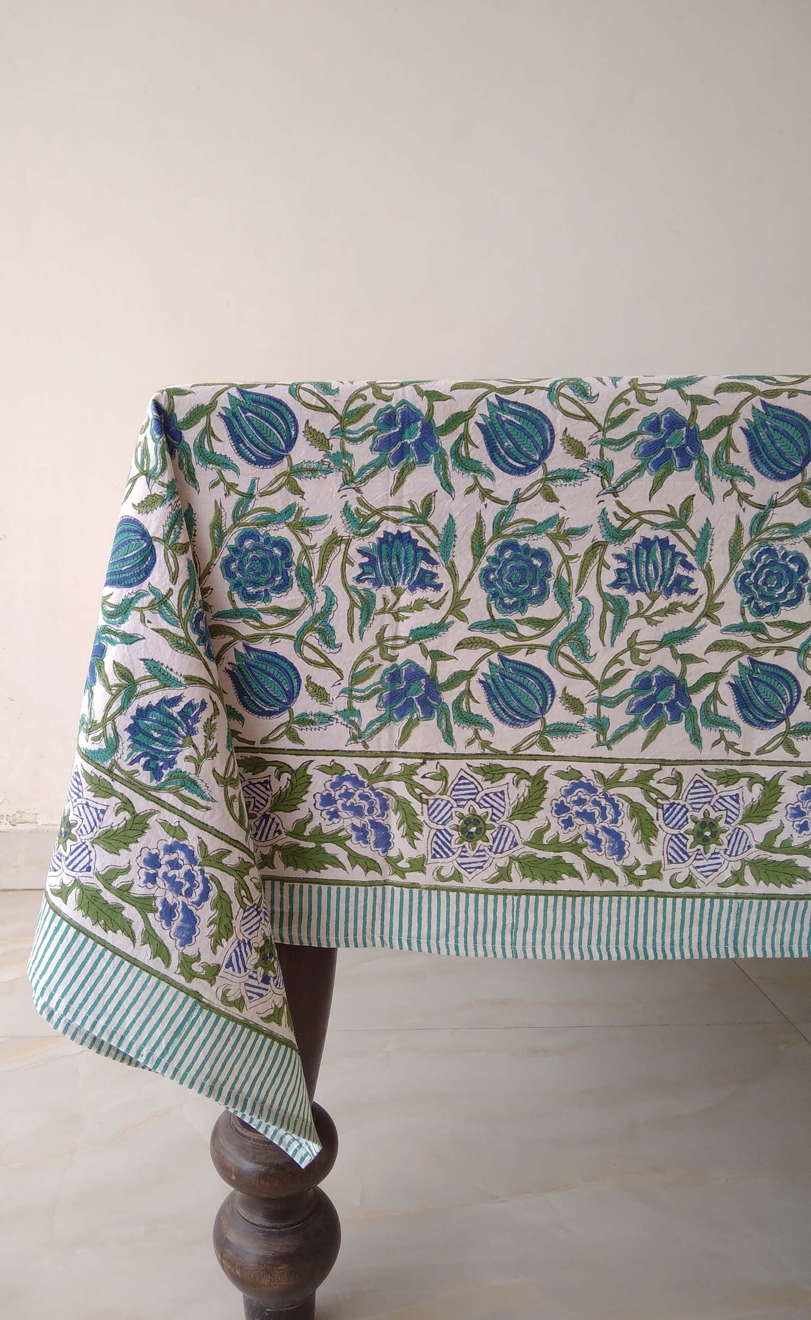 Indian Floral Design Tablecloth Block Print Table Cover | Etsy