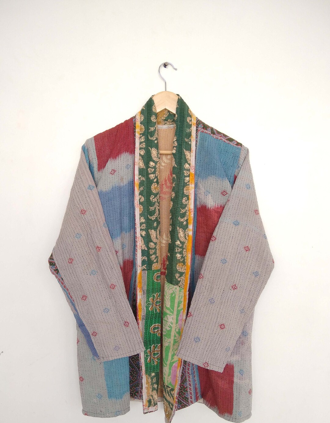 Vintage Fine Kantha Jacket, Indian Kantha Quilt Jacket, Handmade Kantha ...