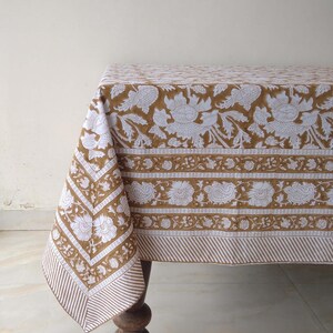 Block Print Tablecloth, Floral Cotton Table Cloth, Indian Table Linen ...