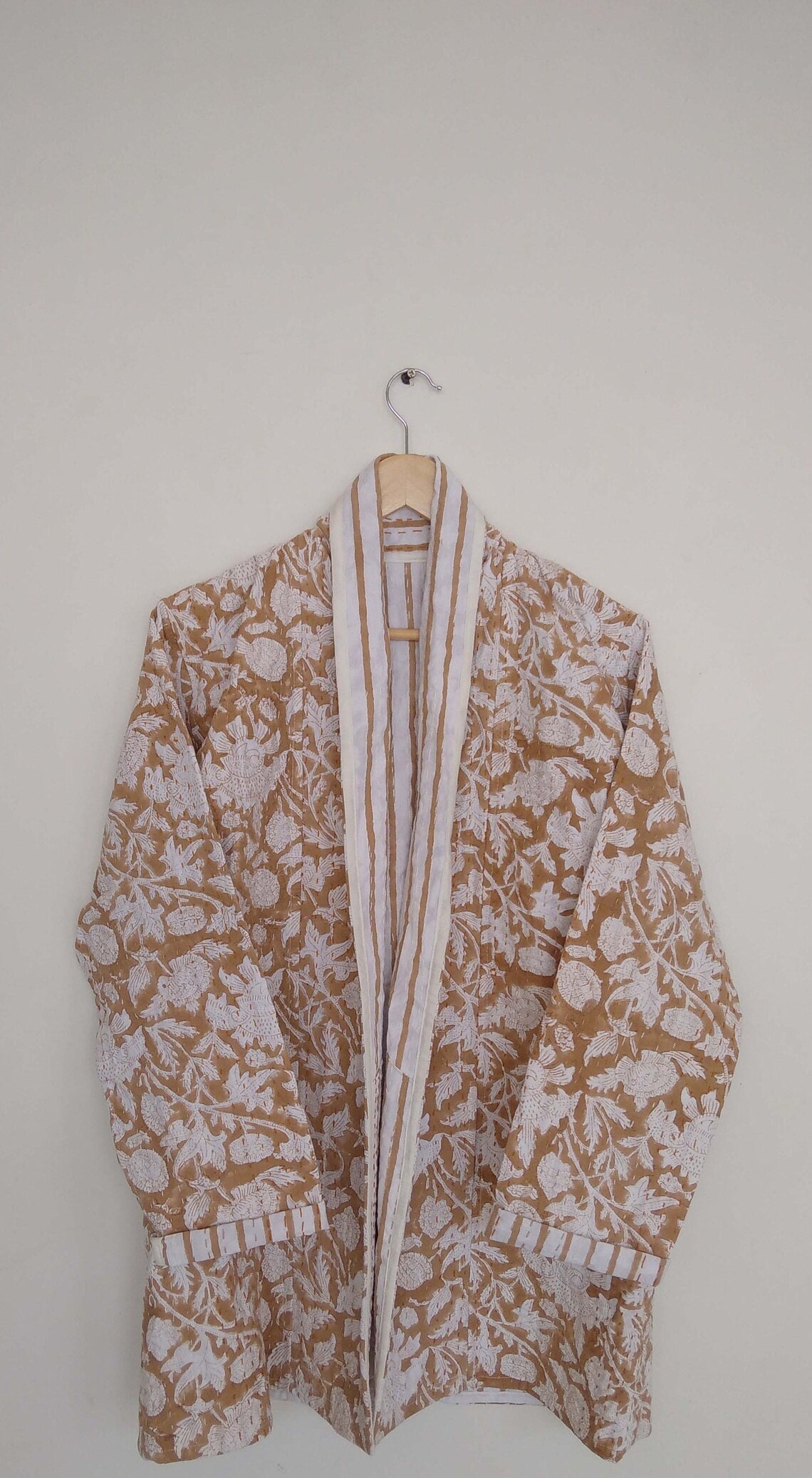 Brown Kantha Jacket Block Print Kantha Jacket Kantha - Etsy
