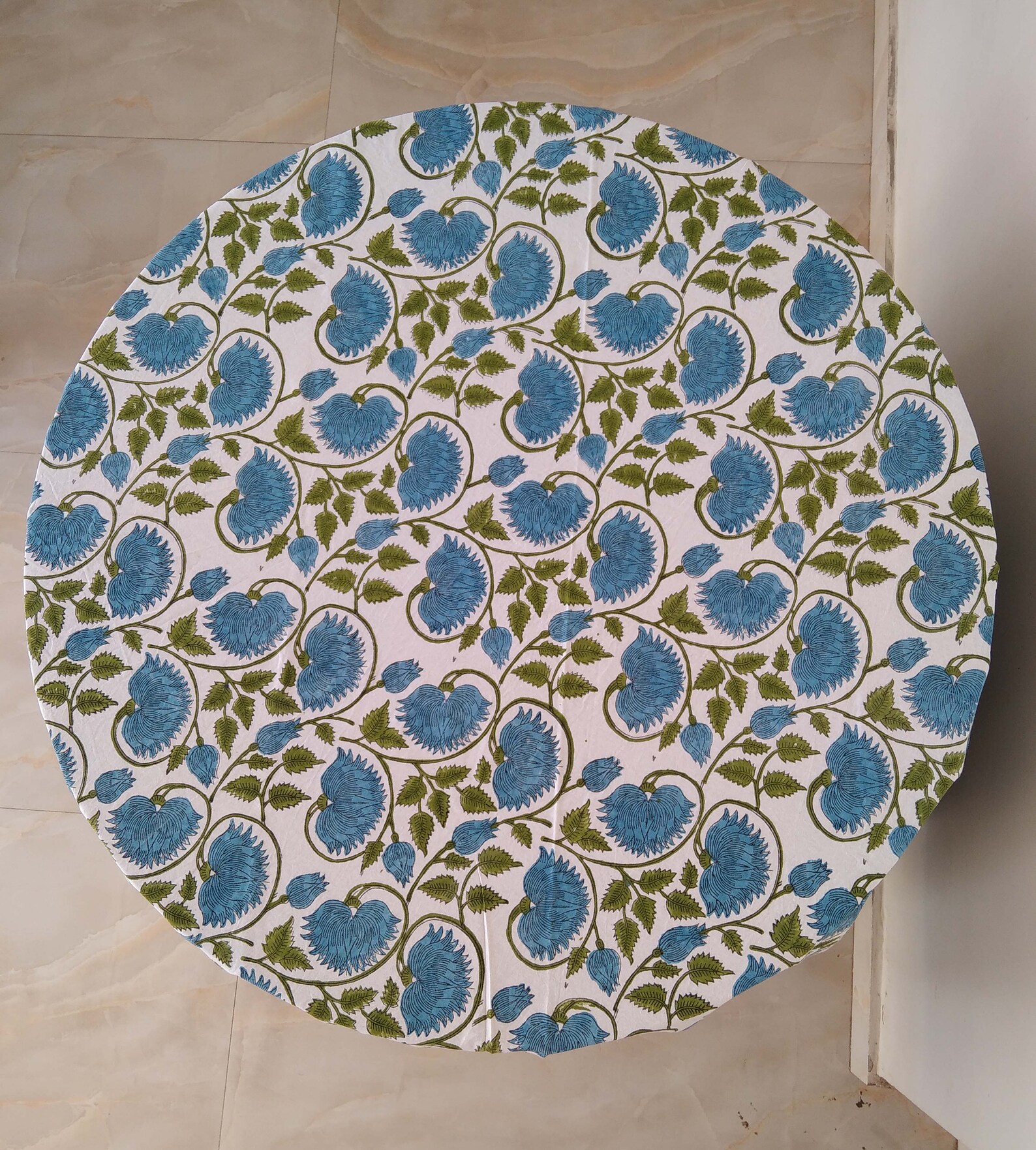 Blue Floral Round Tablecloth Indian Block Print Round Table - Etsy