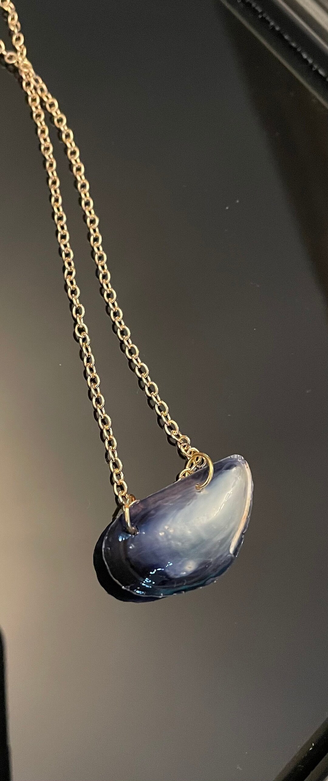 MARINE Reversible Mussel Shell Charm on 14k Gold Plated - Etsy