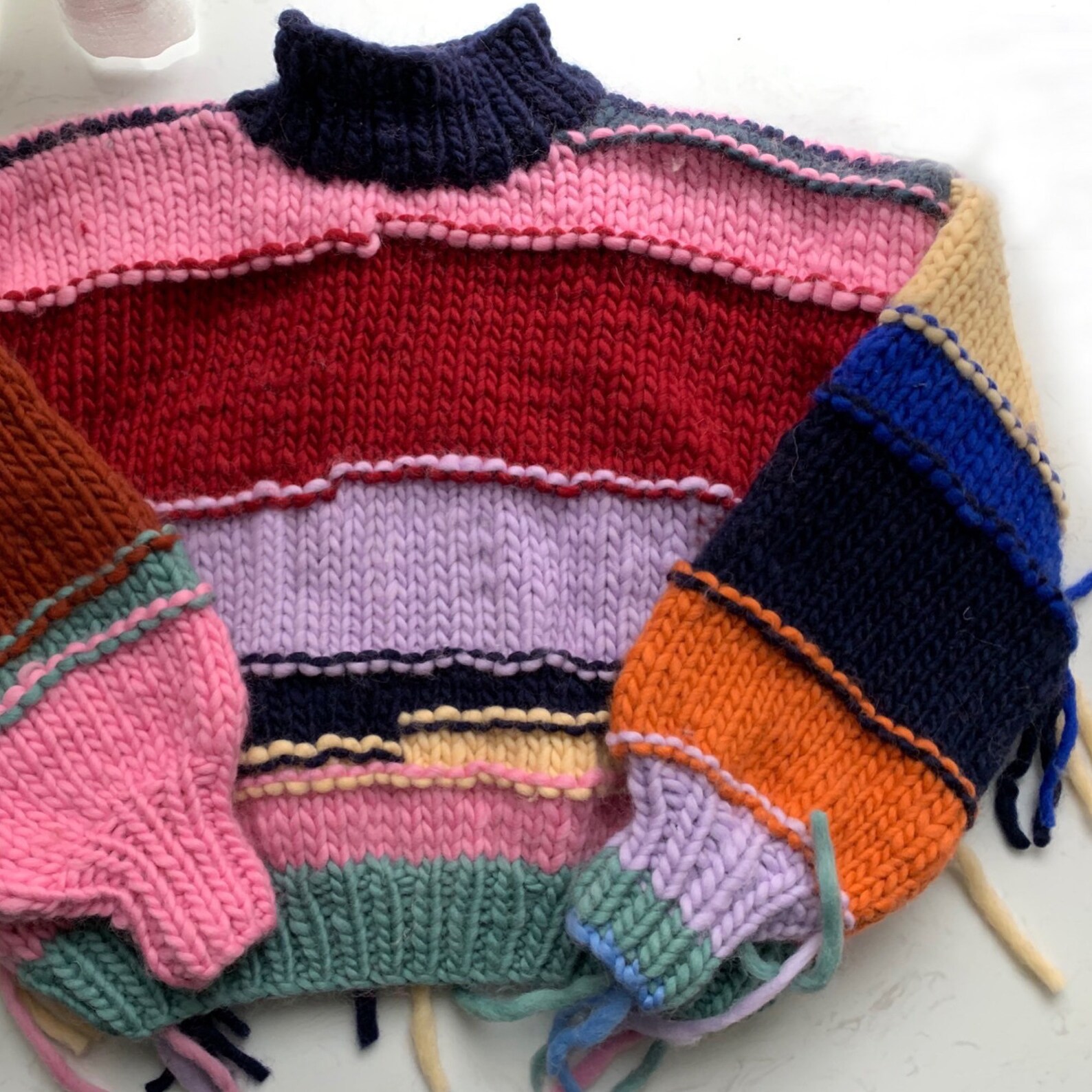 Hand Knitted Rainbow Jumper Hand Knitted Multi Rainbow | Etsy