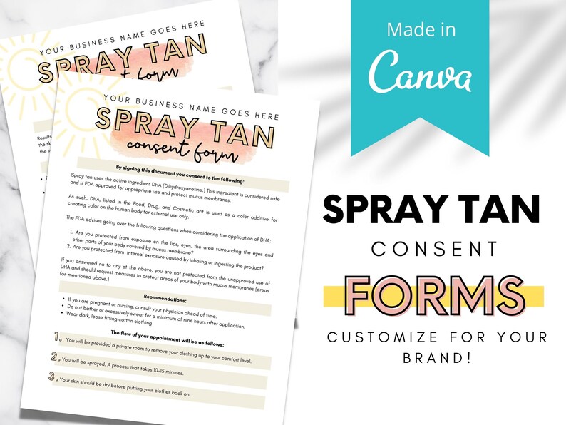 Spray Tan Consent Form Spray Tan Liability Waiver Tanning Instagram ...