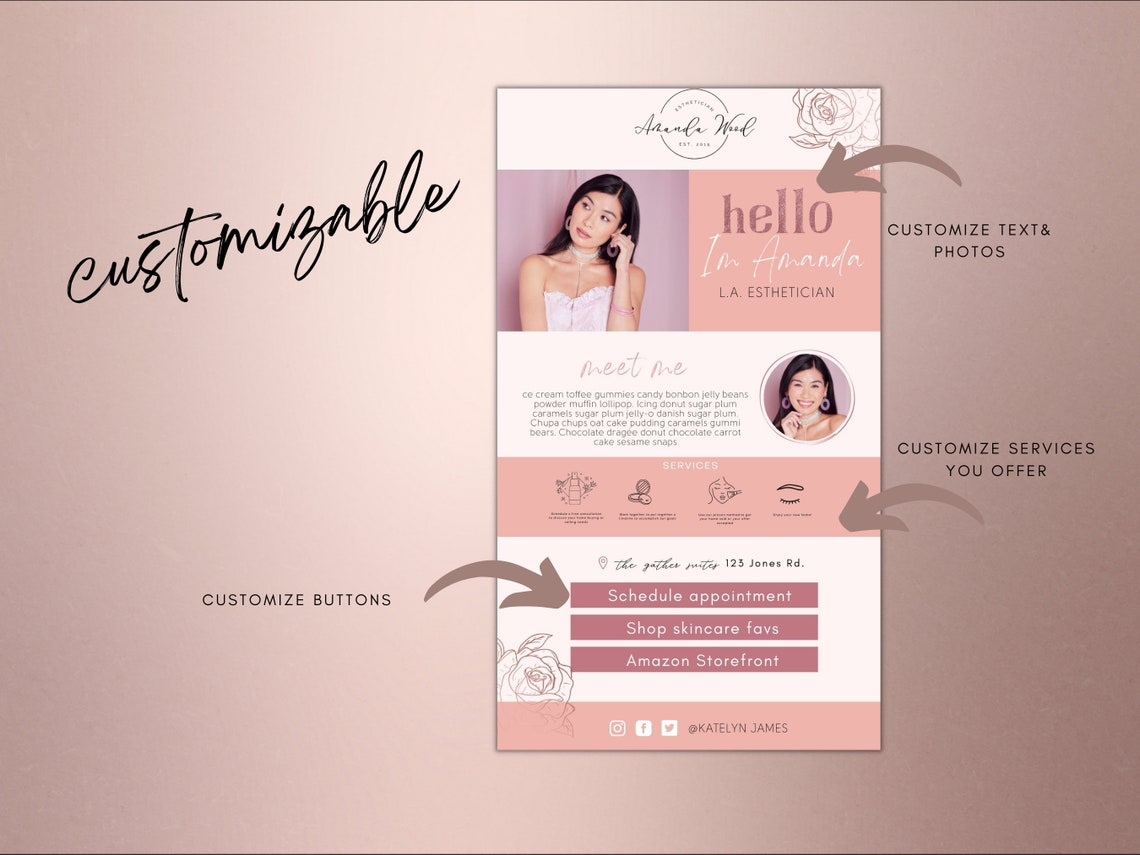 Esthetician Bio Link Website, Link Tree, Esthetician Business Card ...