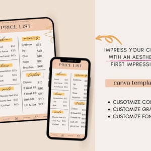 Esthetician Price List Pricing List Pricing List Template Pricing Guide ...