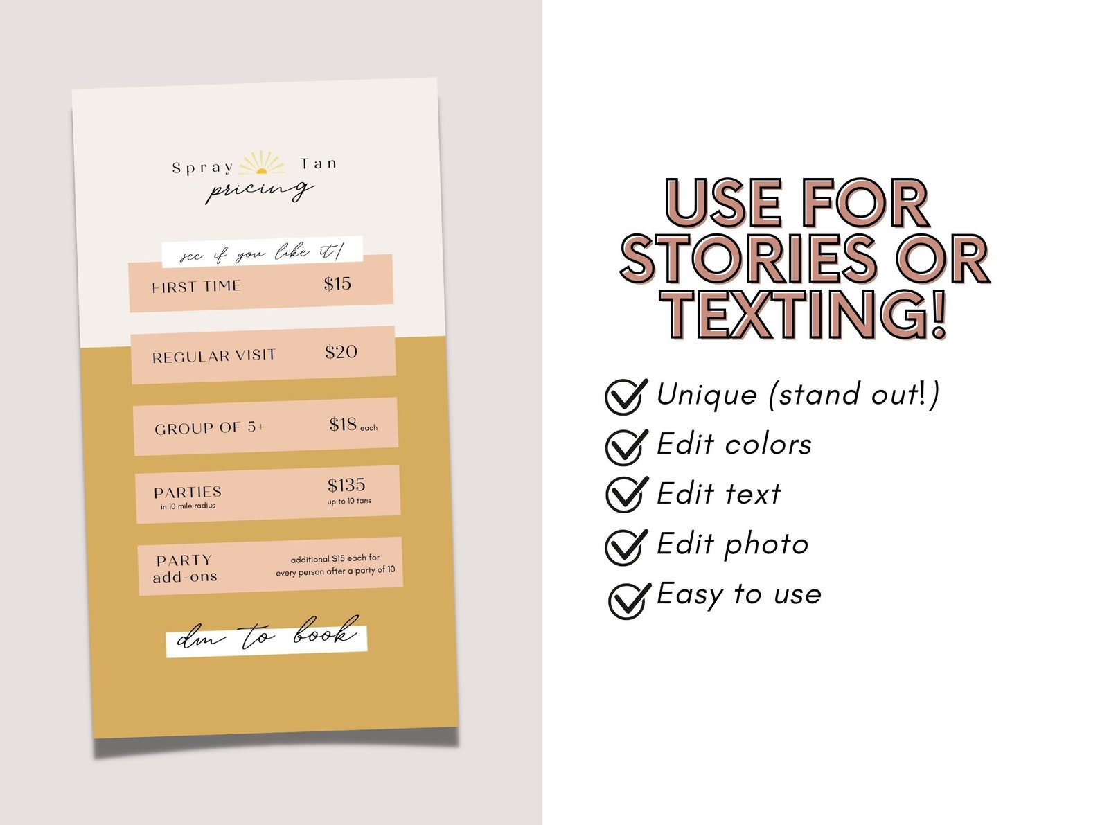 Spray Tan Price List Spray Tan Pricing Spray Tan Instagram Stories ...