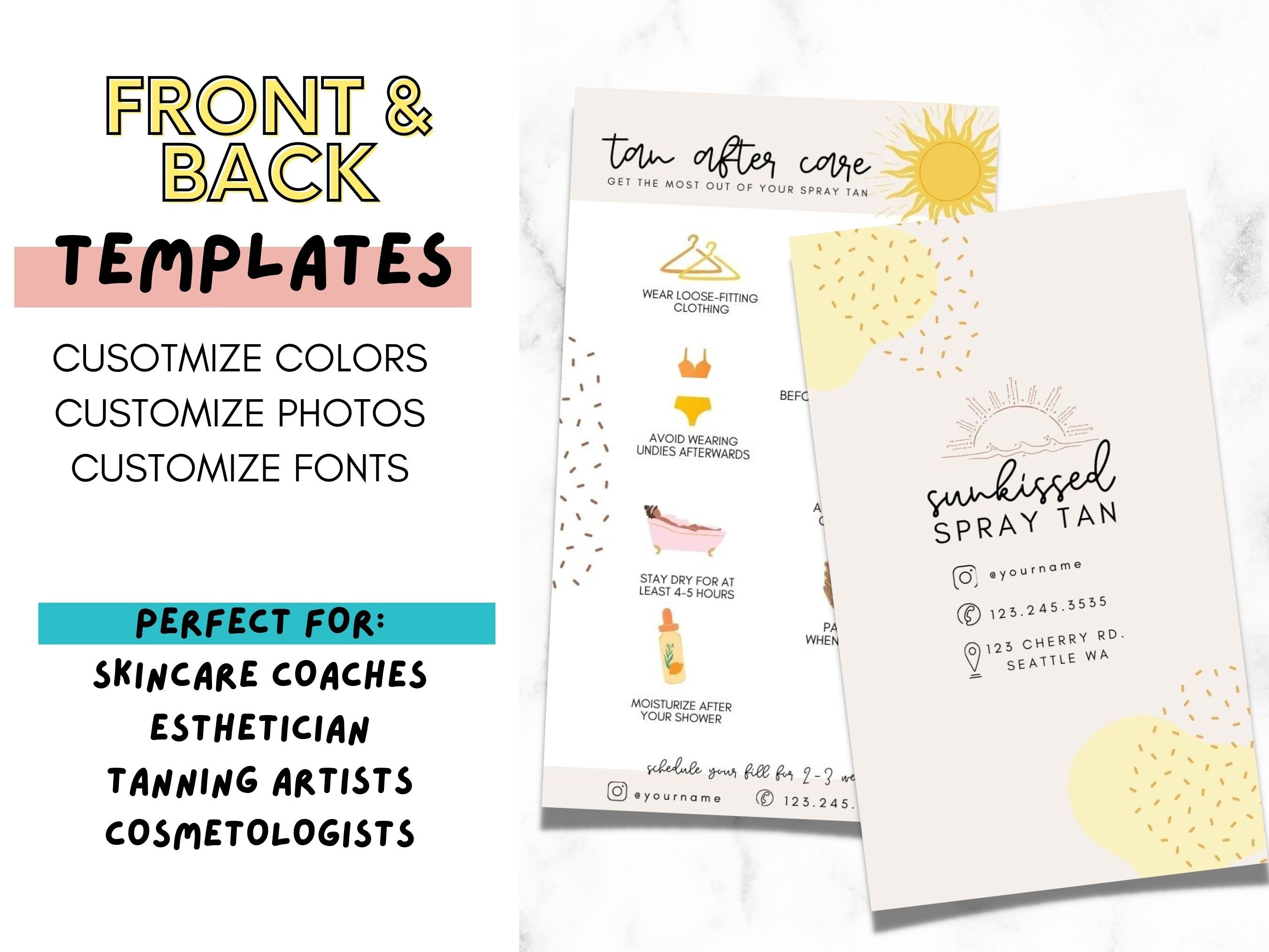 NEW Tan Care Card Tanning Artists Spray Tan Spray Tan Artist Tanning ...