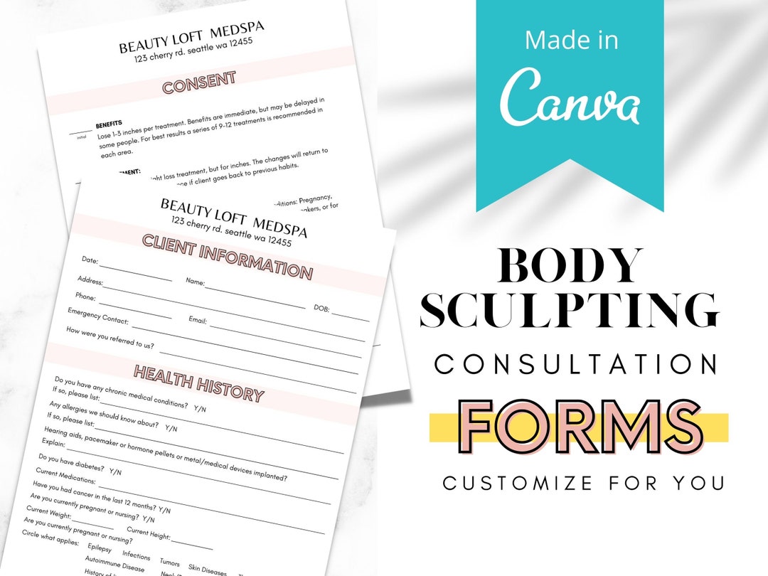 Body Sculpting Consultation Forms, Esthetician Consent Forms, Client ...