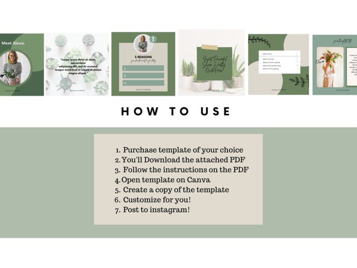 EARTHY Templates for Instagram canva Templates GREEN Theme, Instagram ...