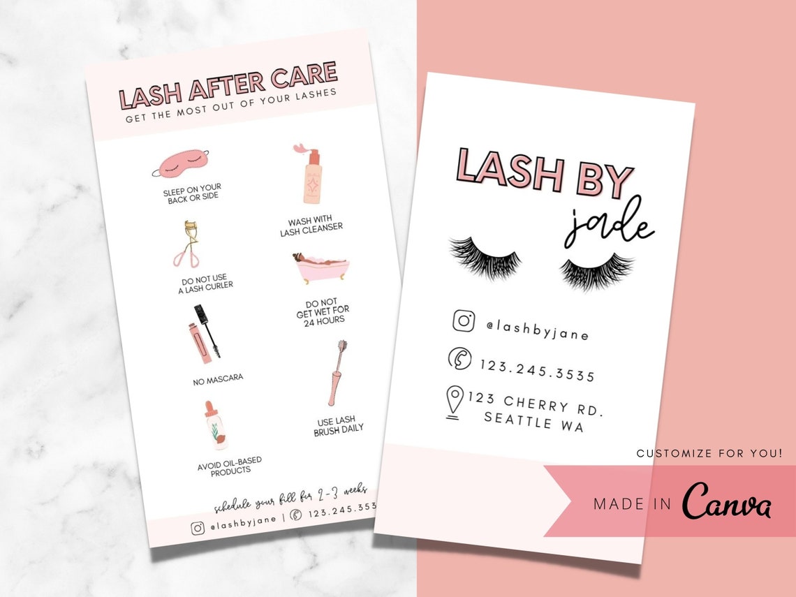 Lash Care Card Eyelash Extensions Flyer Lash Extension - Etsy