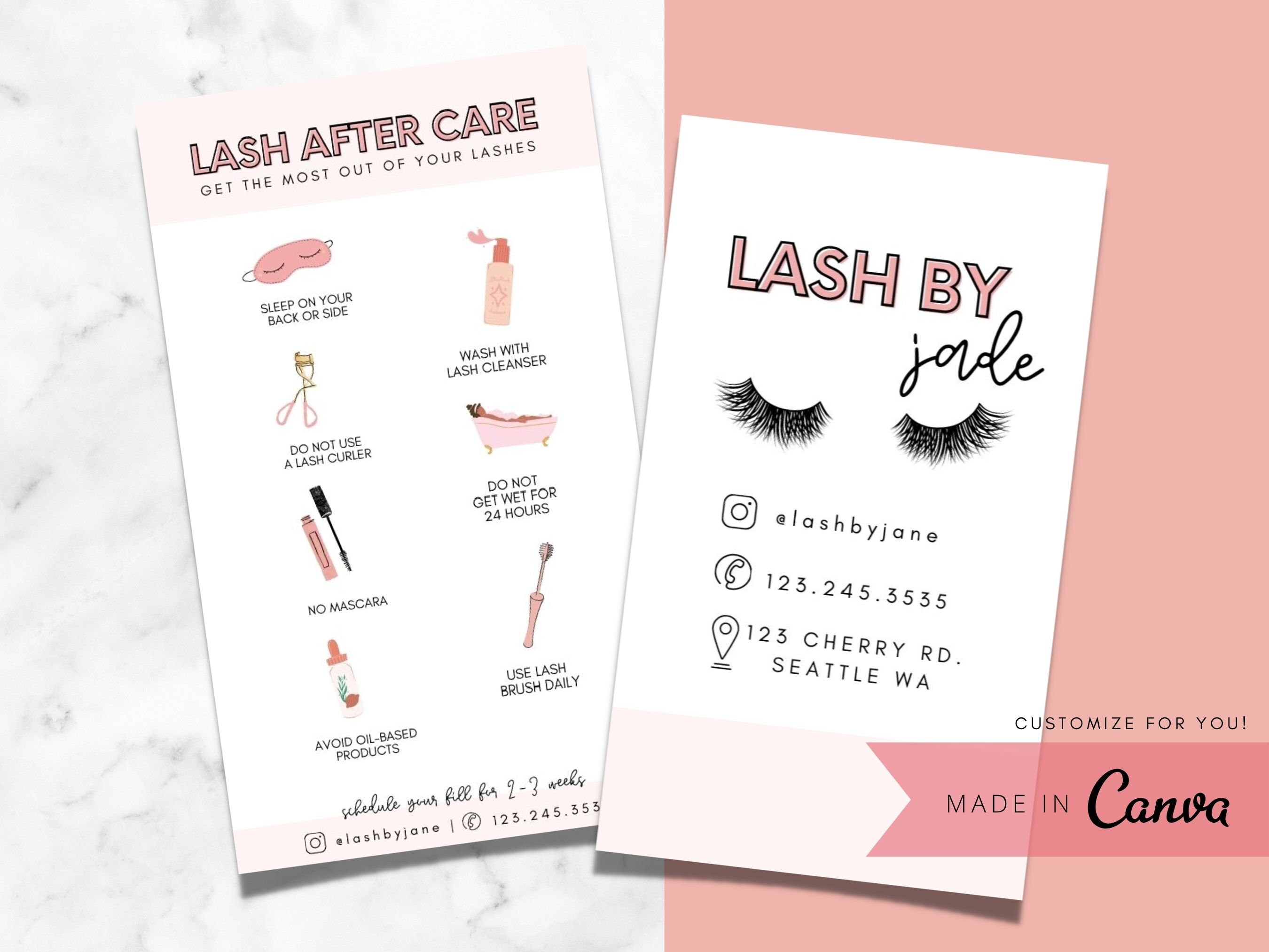 Lash Care Card Eyelash Extensions Flyer Lash Extension - Etsy