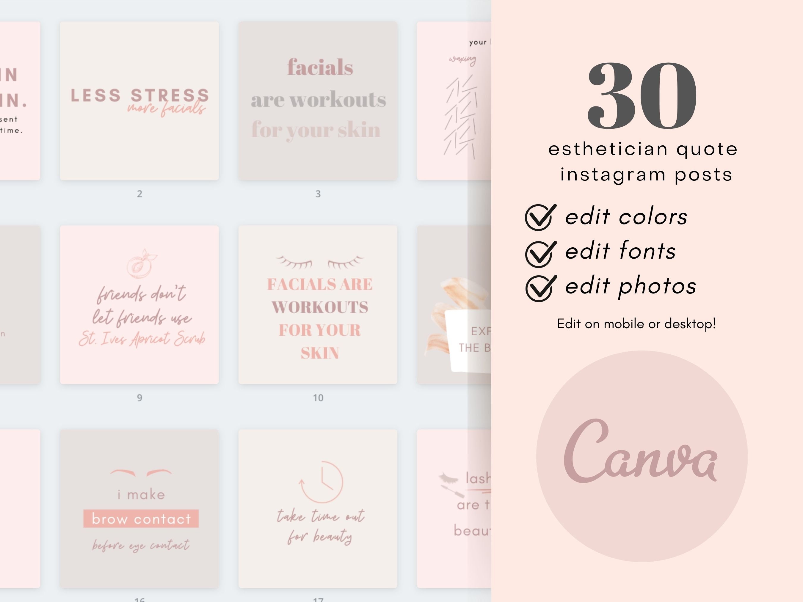 100 Esthetician Instagram Posts Esthetician Instagram - Etsy