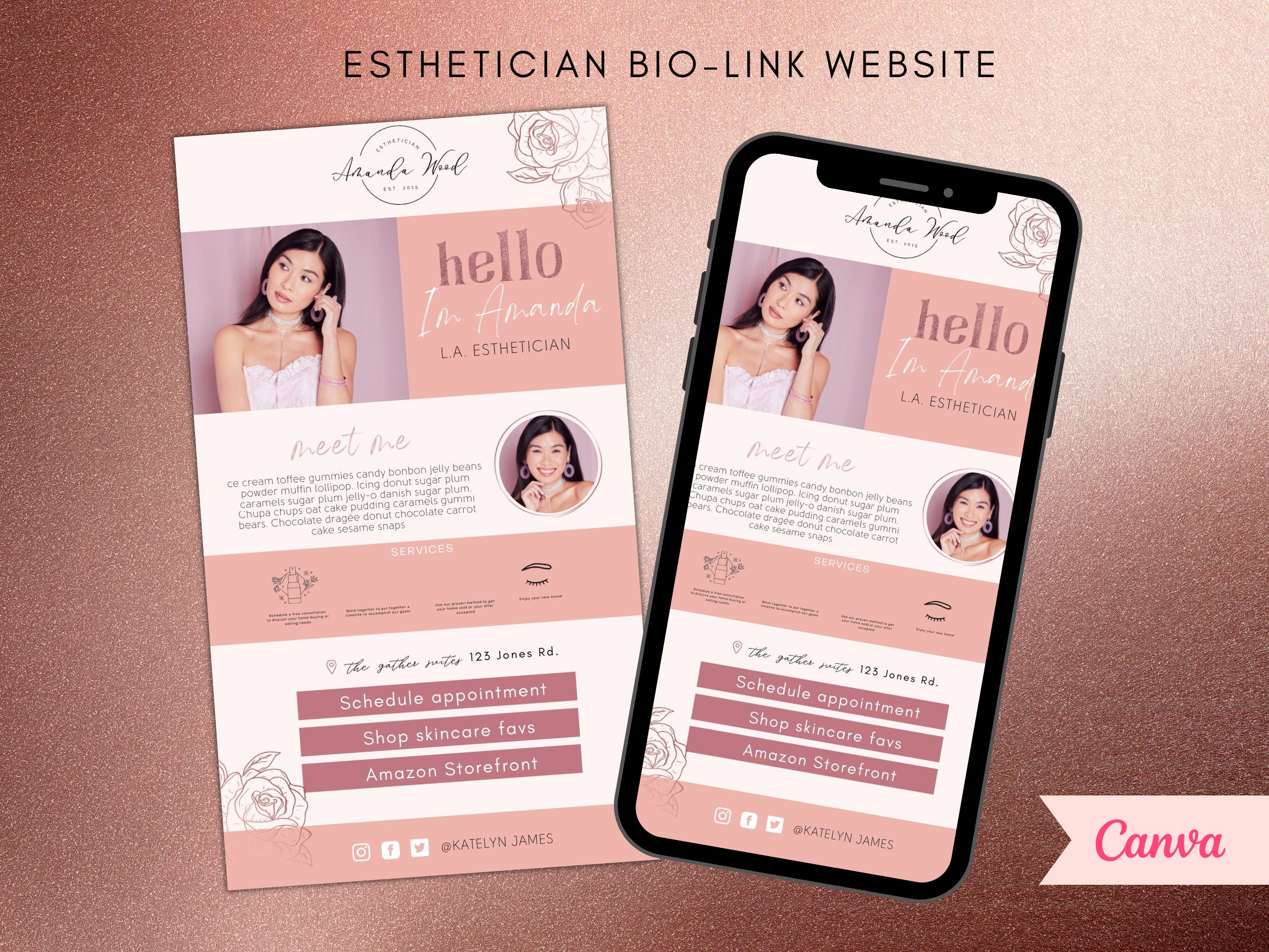 Esthetician Bio Link Website, Link Tree, Esthetician Business Card ...