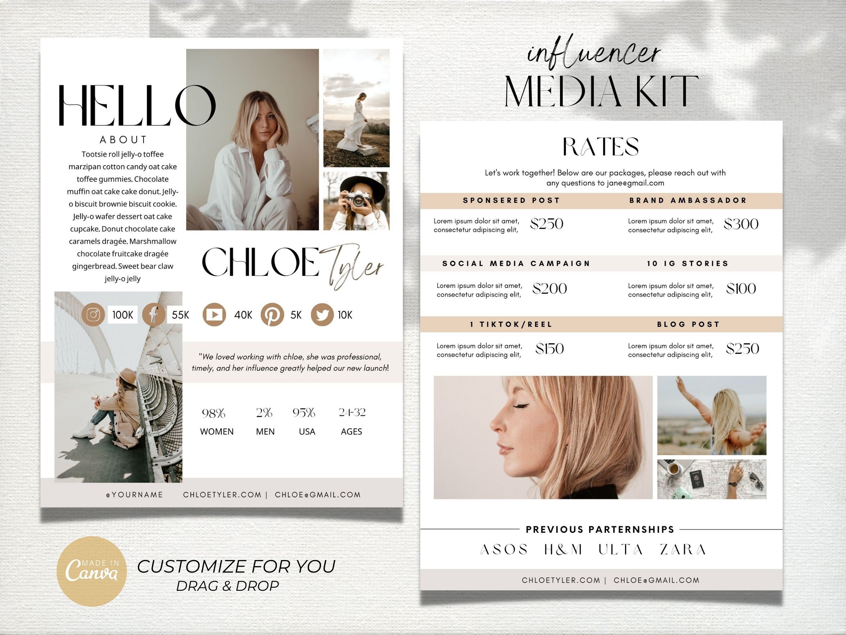 Media Kit Media Kit Template Social Media Kit Blog Media Kit Influencer ...