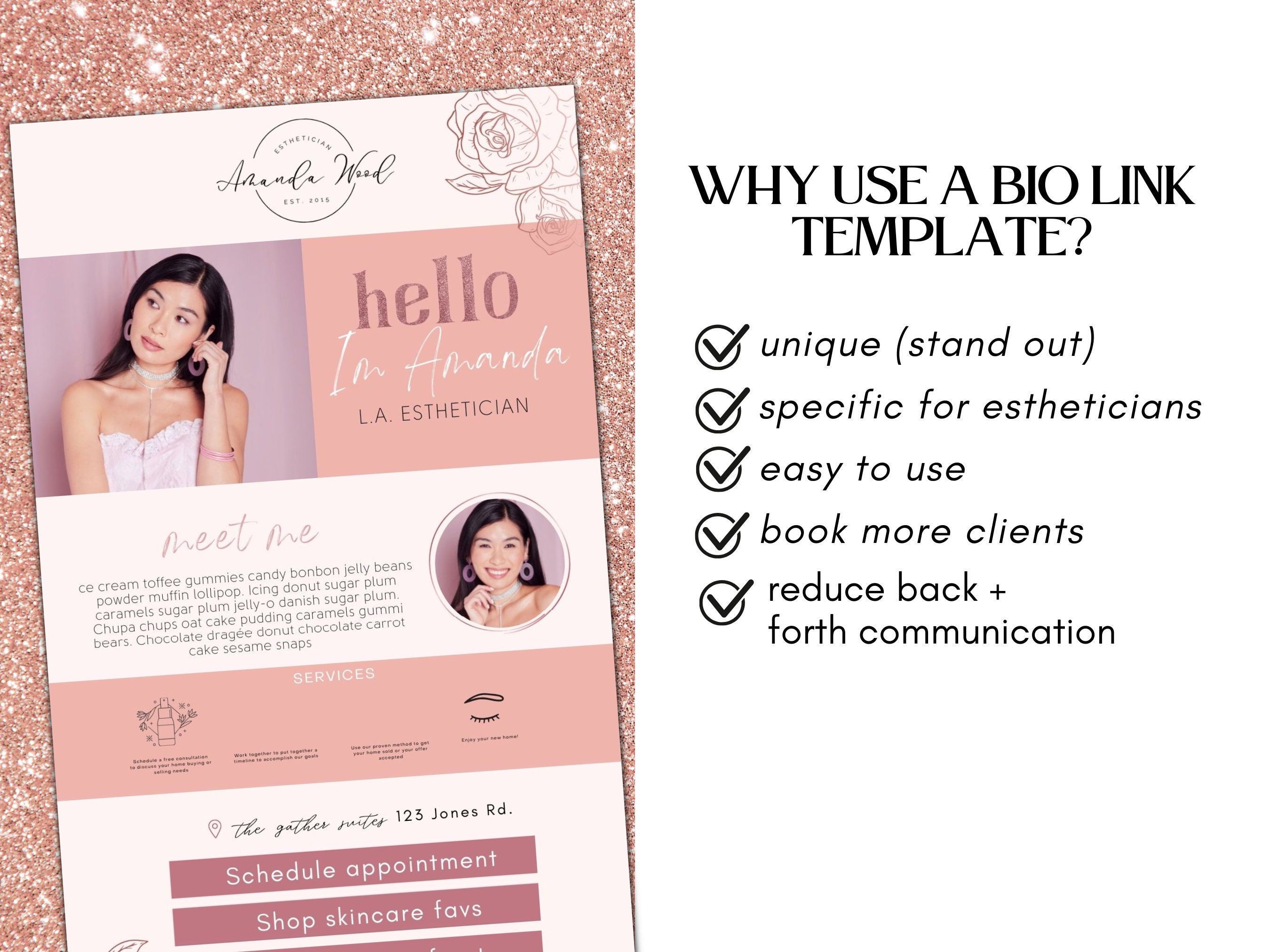 Esthetician Bio Link Website, Link Tree, Esthetician Business Card ...