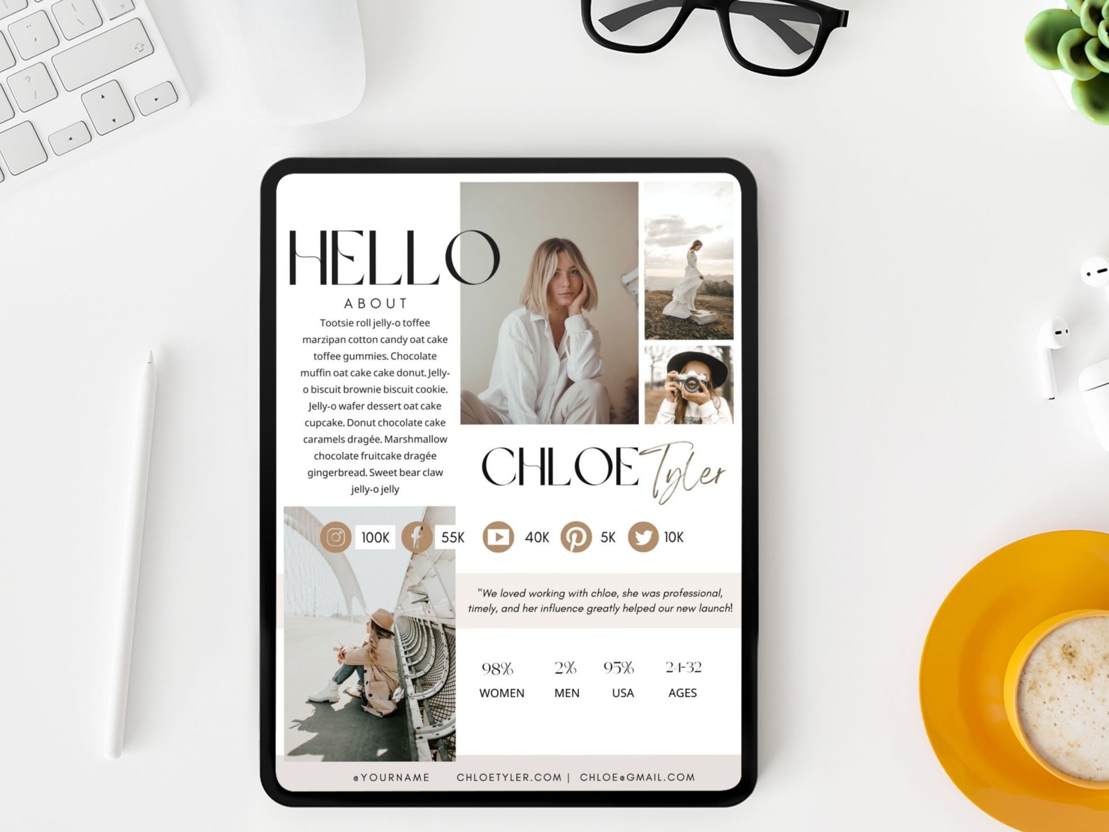 Media Kit Media Kit Template Social Media Kit Blog Media Kit Influencer ...