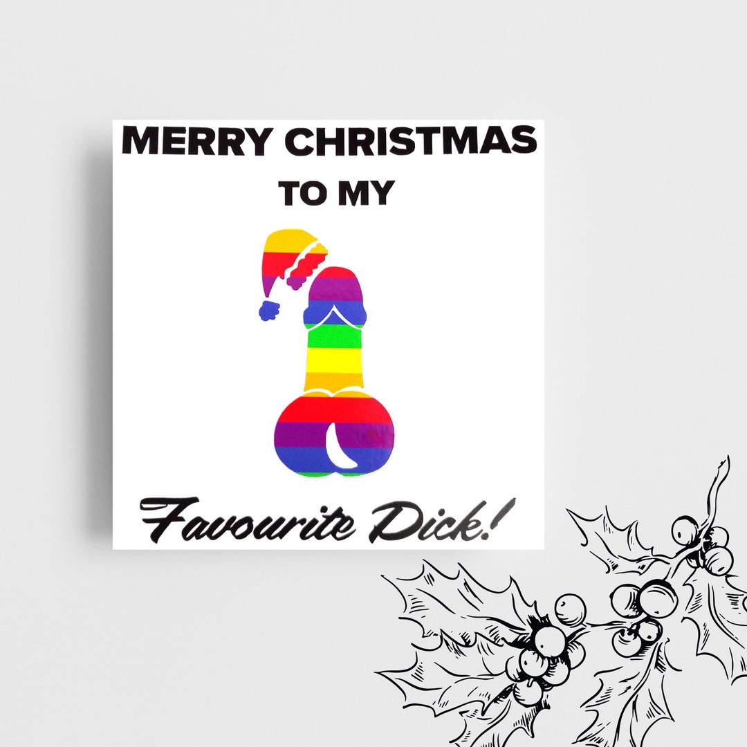 LGBTQ Queer Christmas Card. Pride Flag Funny Penis Greetings Card for ...