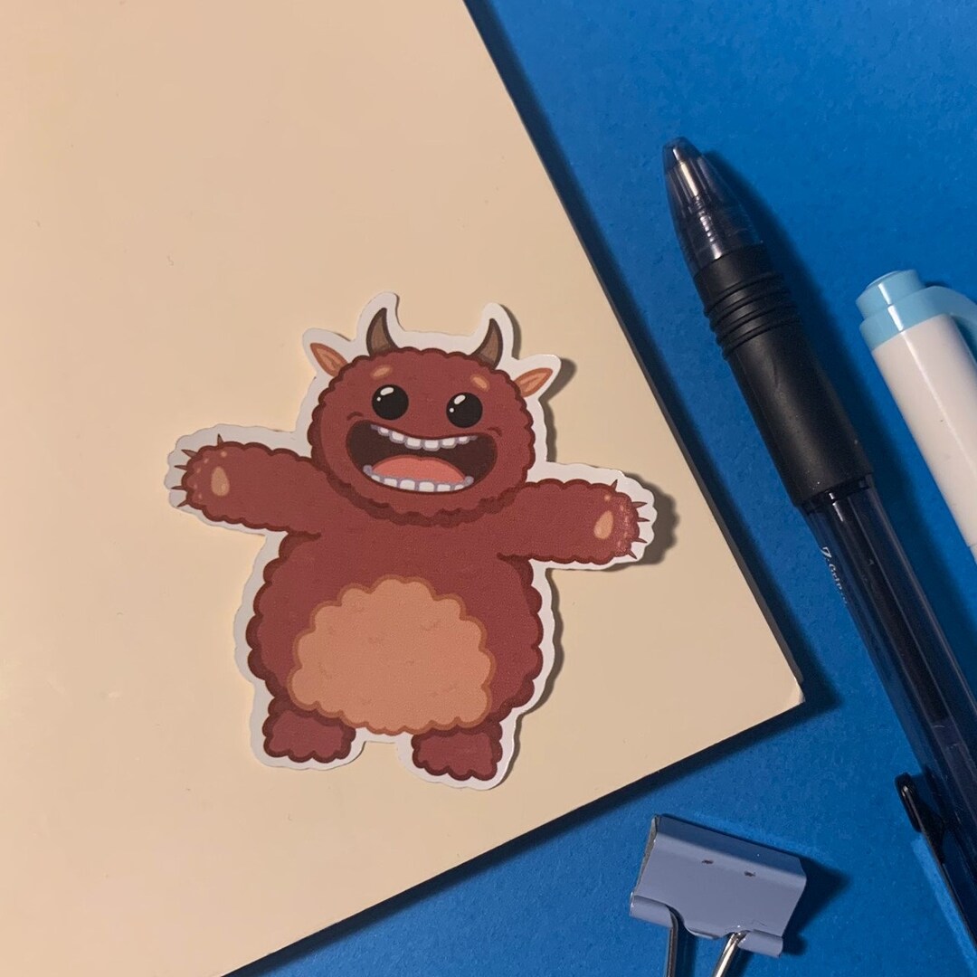 Red Monster Sticker // Die-cut Sticker // Vinyl Sticker // Cute Sticker ...