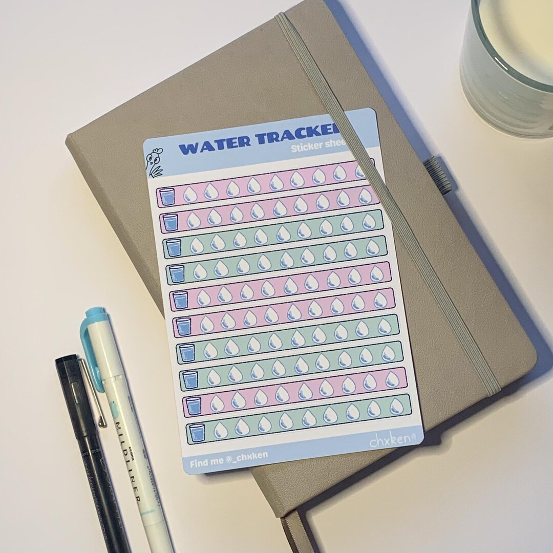 Water Tracker Sticker Sheet // Planner Stickers // Journaling ...