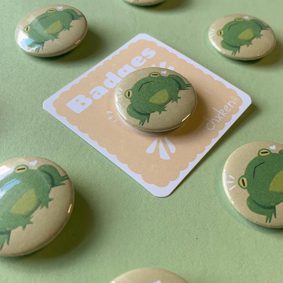 Frog Badge // Button Badge // Frogs // Cottagecore Accessories // Cute ...