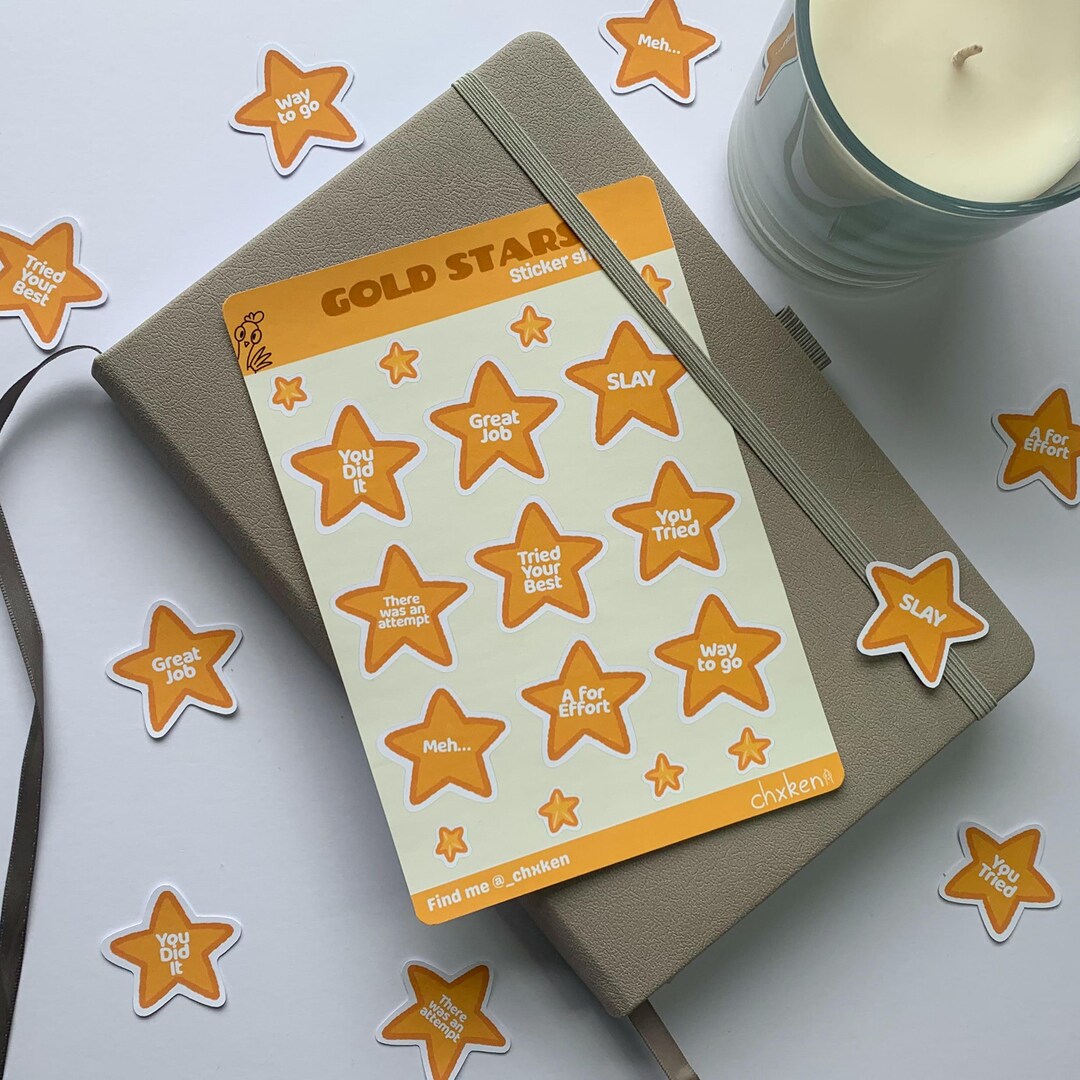 Gold Star Sticker Sheet // Funny Stickers // Sarcastic // Journal ...