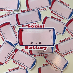 Low Battery Sticker // Die-cut Sticker // Social Battery Vinyl Sticker ...