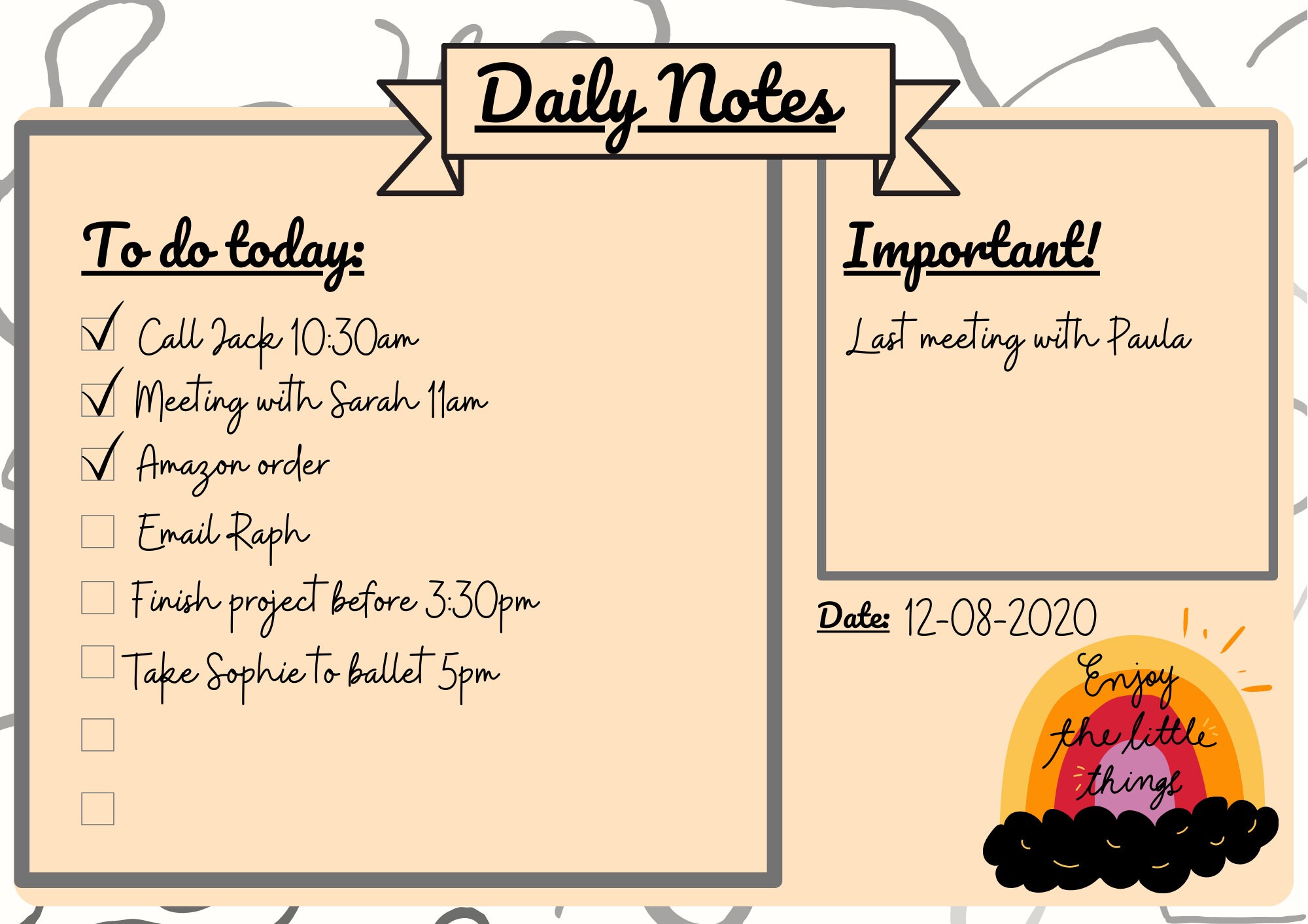 Daily Notes Printable, Colourful and Cute A4 Size Prints to Organize ...