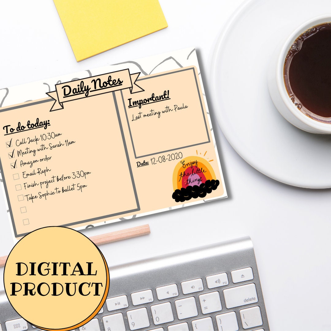 Daily Notes Printable, Colourful and Cute A4 Size Prints to Organize ...