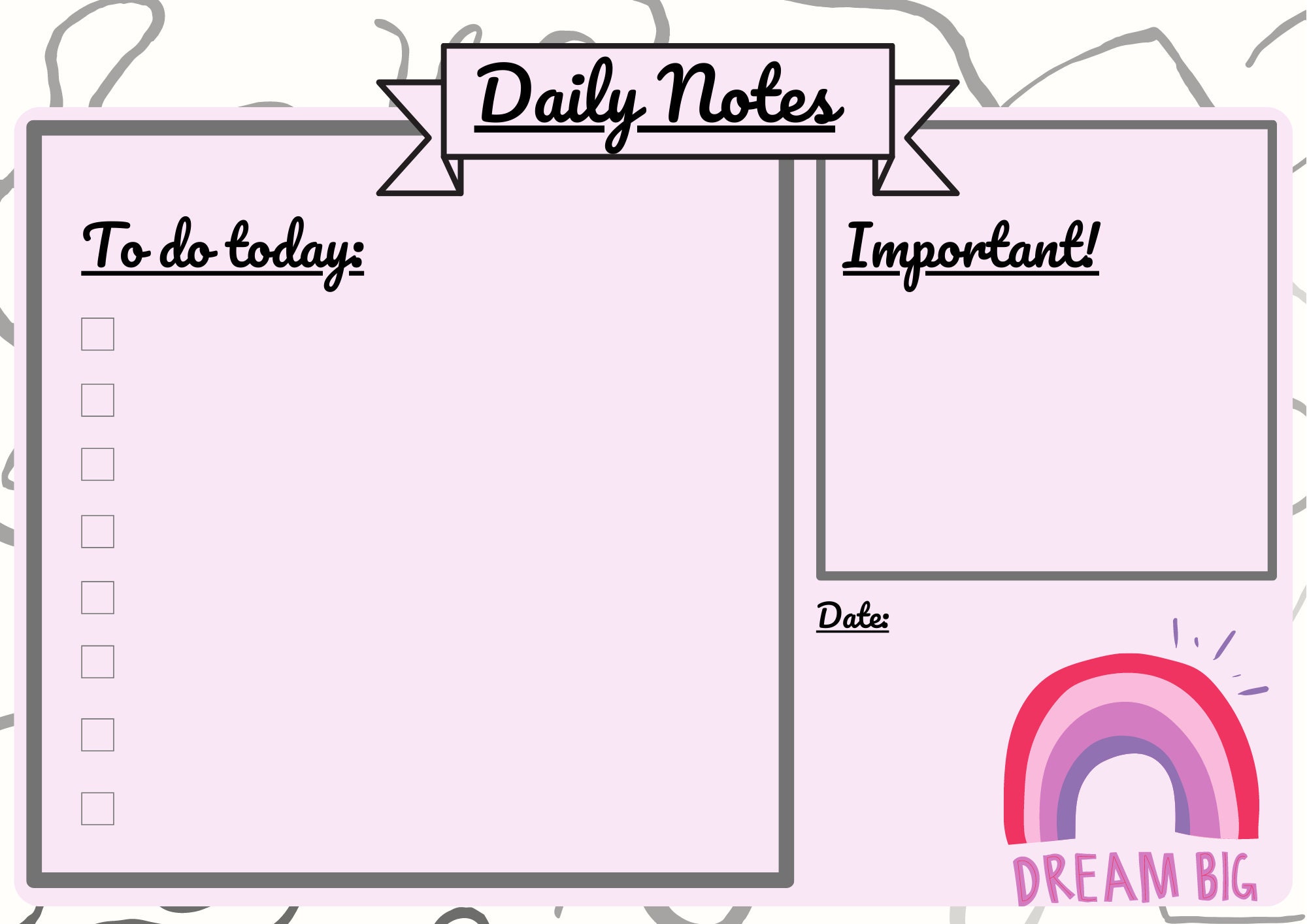 Daily Notes Printable, Colourful and Cute A4 Size Prints to Organize ...