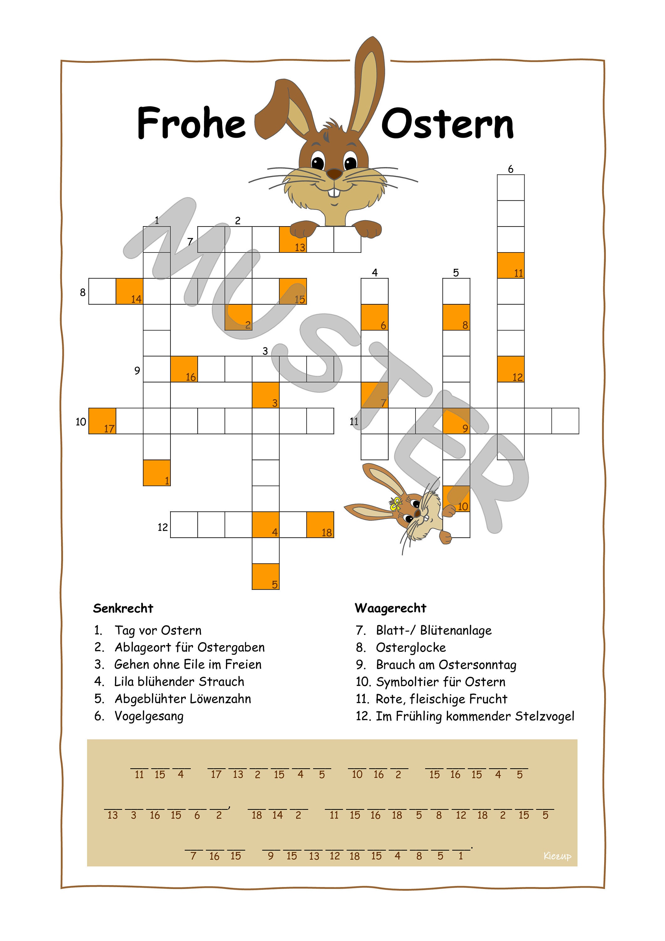 Osterrätsel mit Botschaft Wer Ostern mit Eiern spielt, hat Weihnachten ...