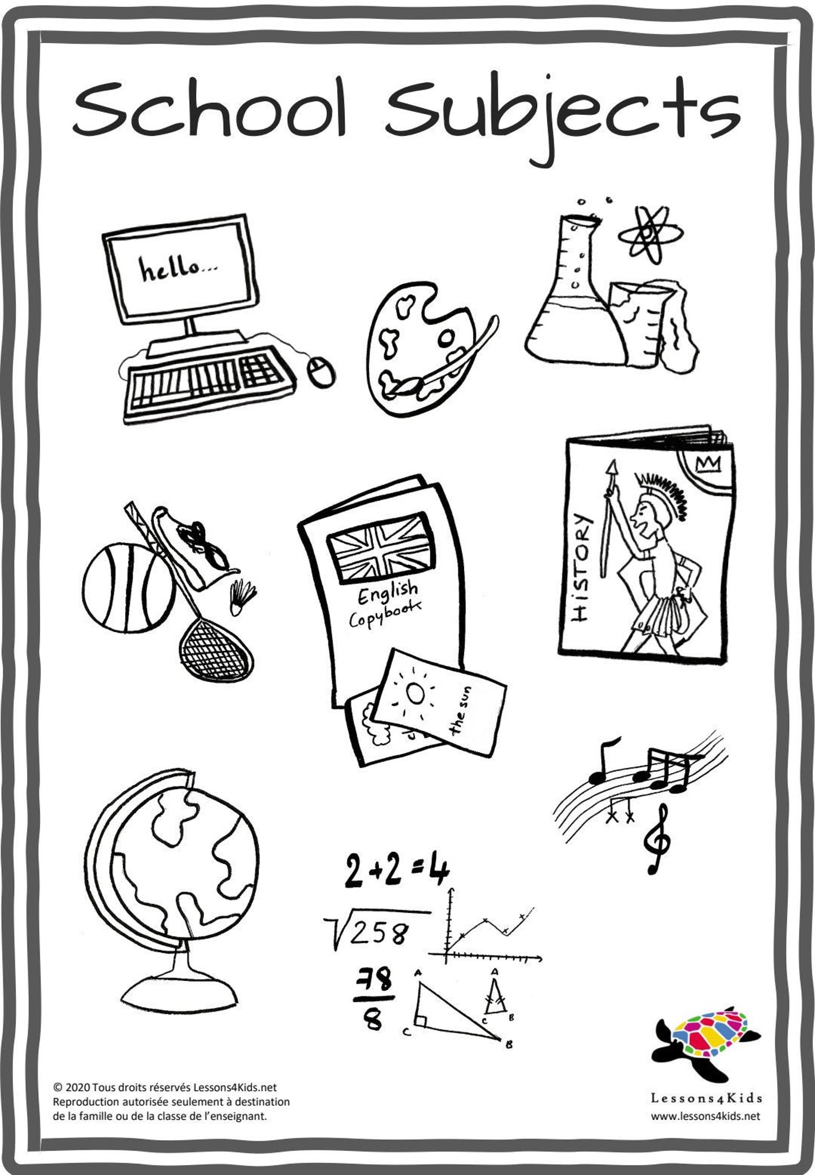 School objects or supplies printable flashcards and posters | Etsy