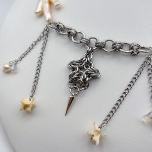 Cassiopeia Chainmaille Necklace Handmade Genuine Pearl Jewelry, Star ...