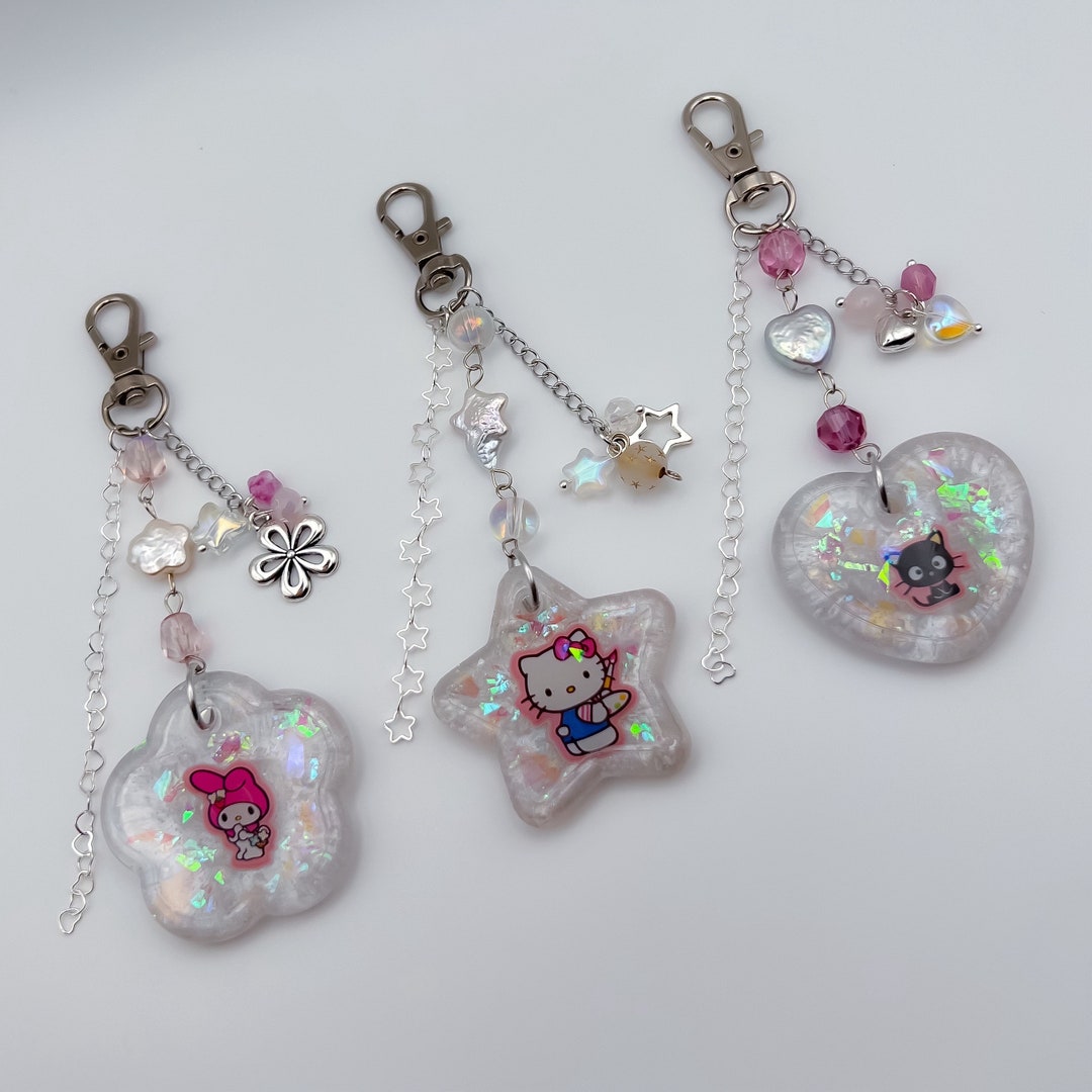 Sanrio Hello Kitty, Chococat, & My Melody Keychains | Glass Beaded ...