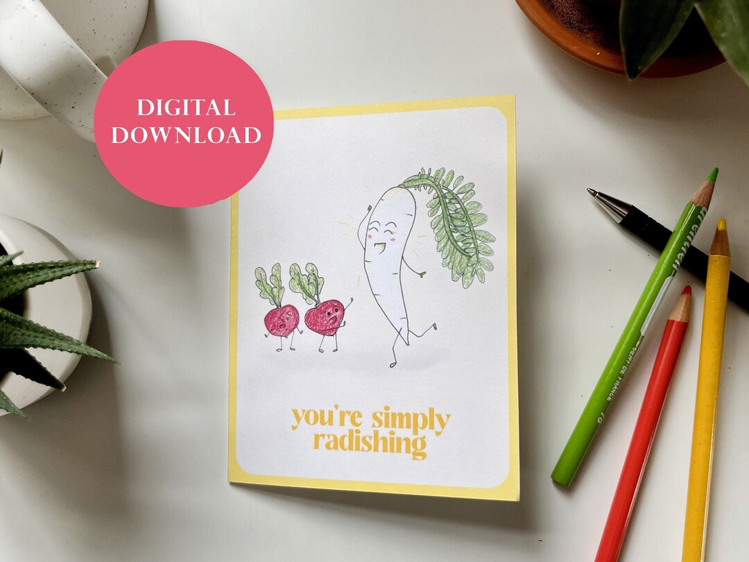 PRINTABLE "you're Radishing" A2 Valentine Veggie Card, Perfect for ...