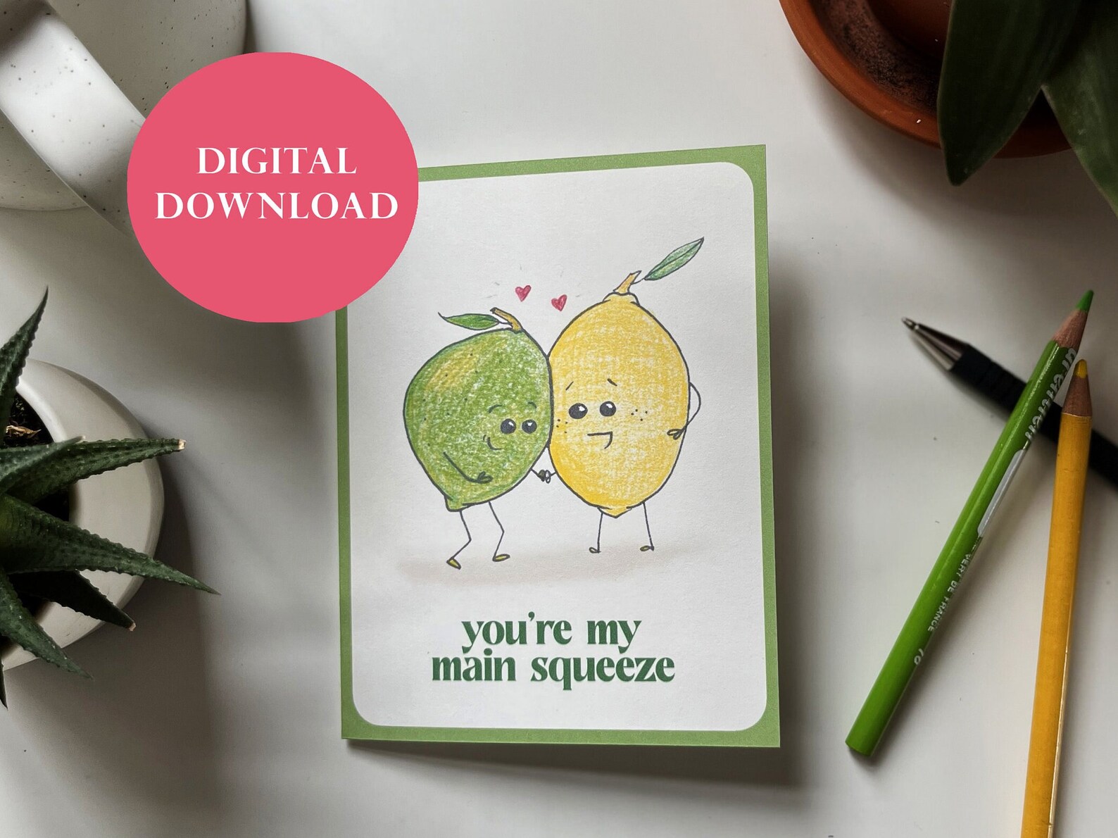 PRINTABLE "main Squeeze" A2 Valentine Veggie Card, Perfect for ...