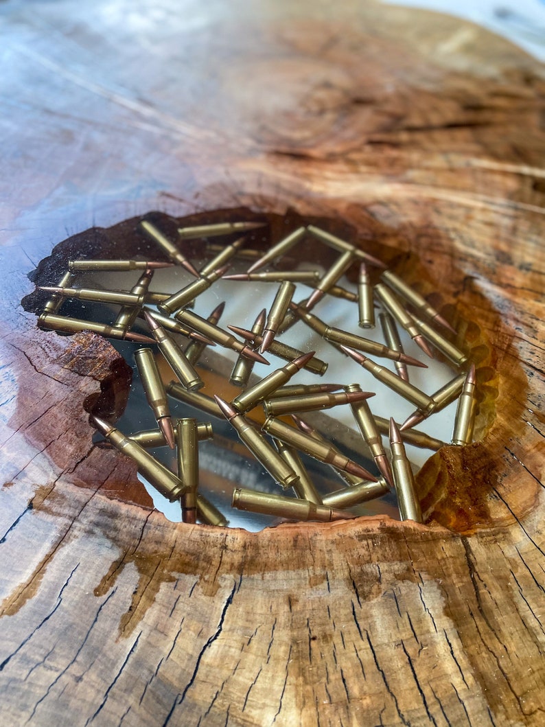 Maple Coffee Table/ Epoxy Coffee Table/ Ammunition Epoxy Table/ Bullet ...