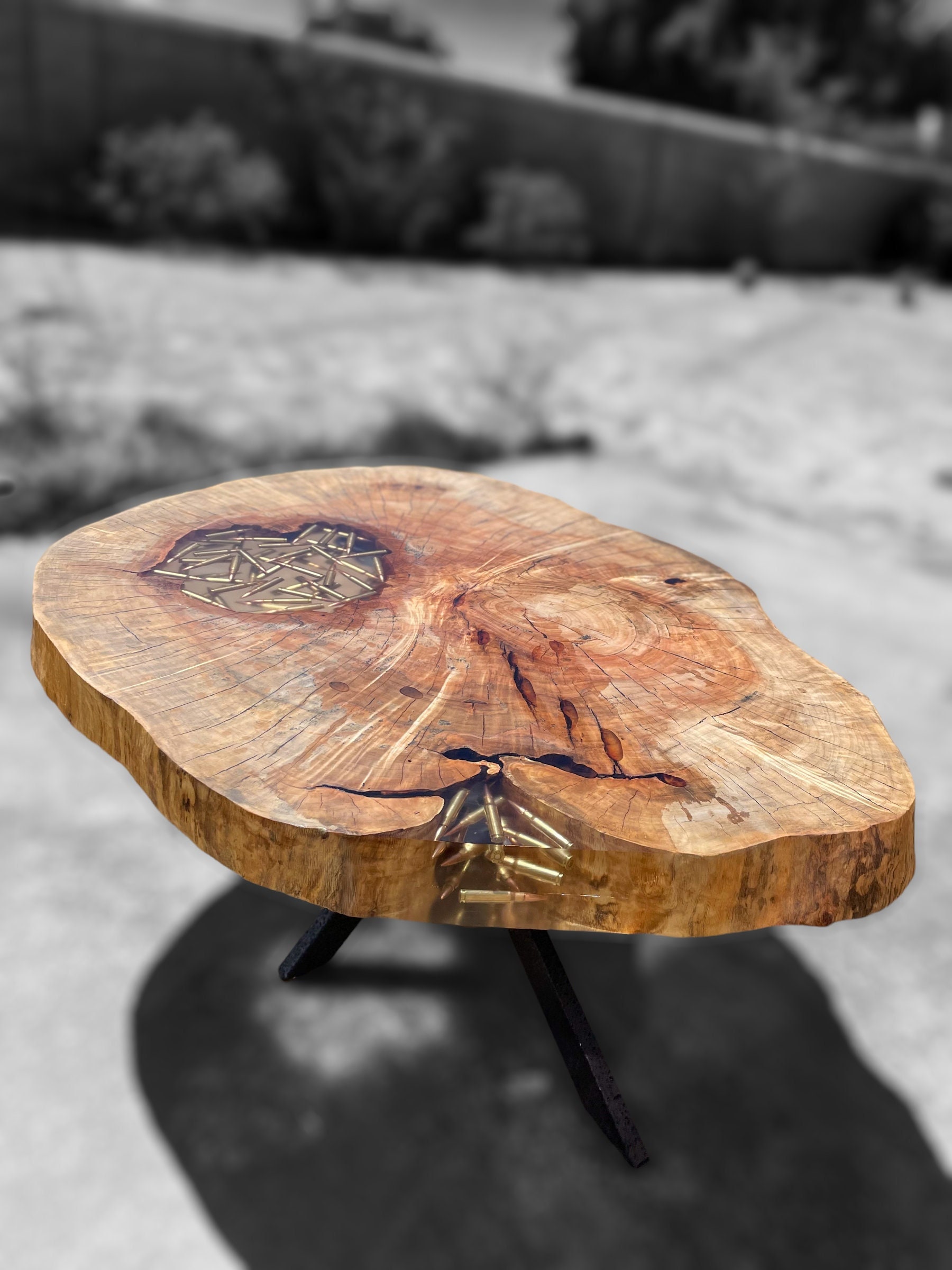 Maple Coffee Table/ Epoxy Coffee Table/ Ammunition Epoxy Table/ Bullet ...