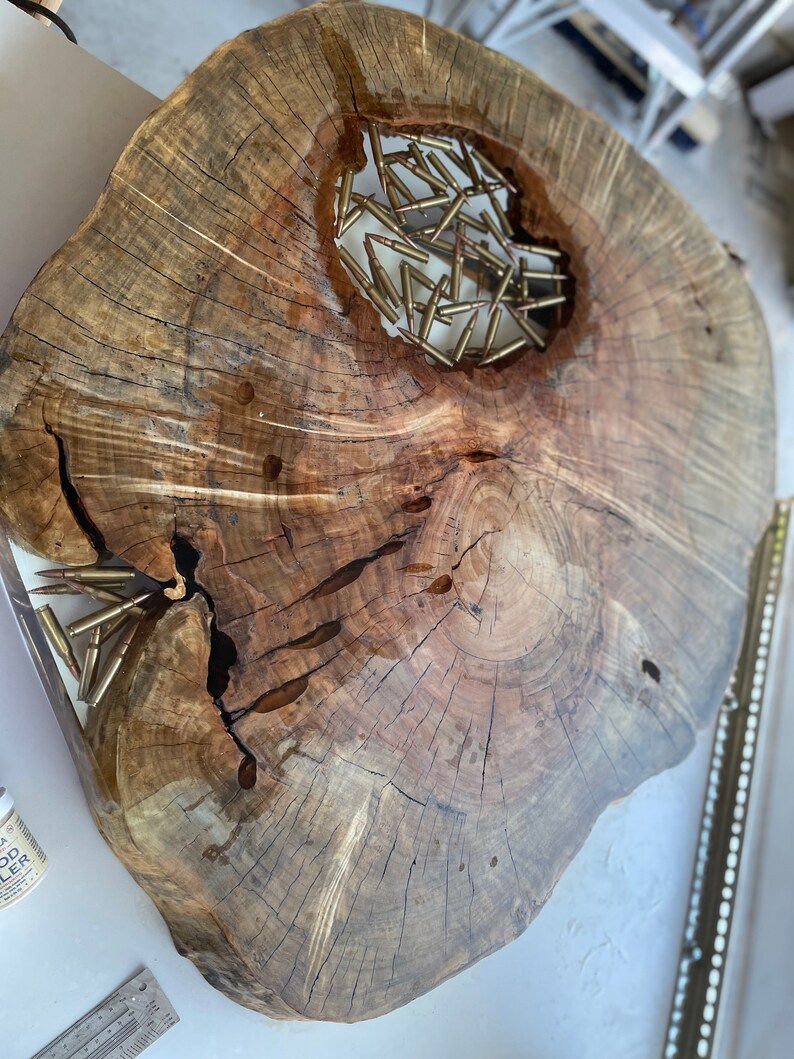 Maple Coffee Table/ Epoxy Coffee Table/ Ammunition Epoxy Table/ Bullet ...