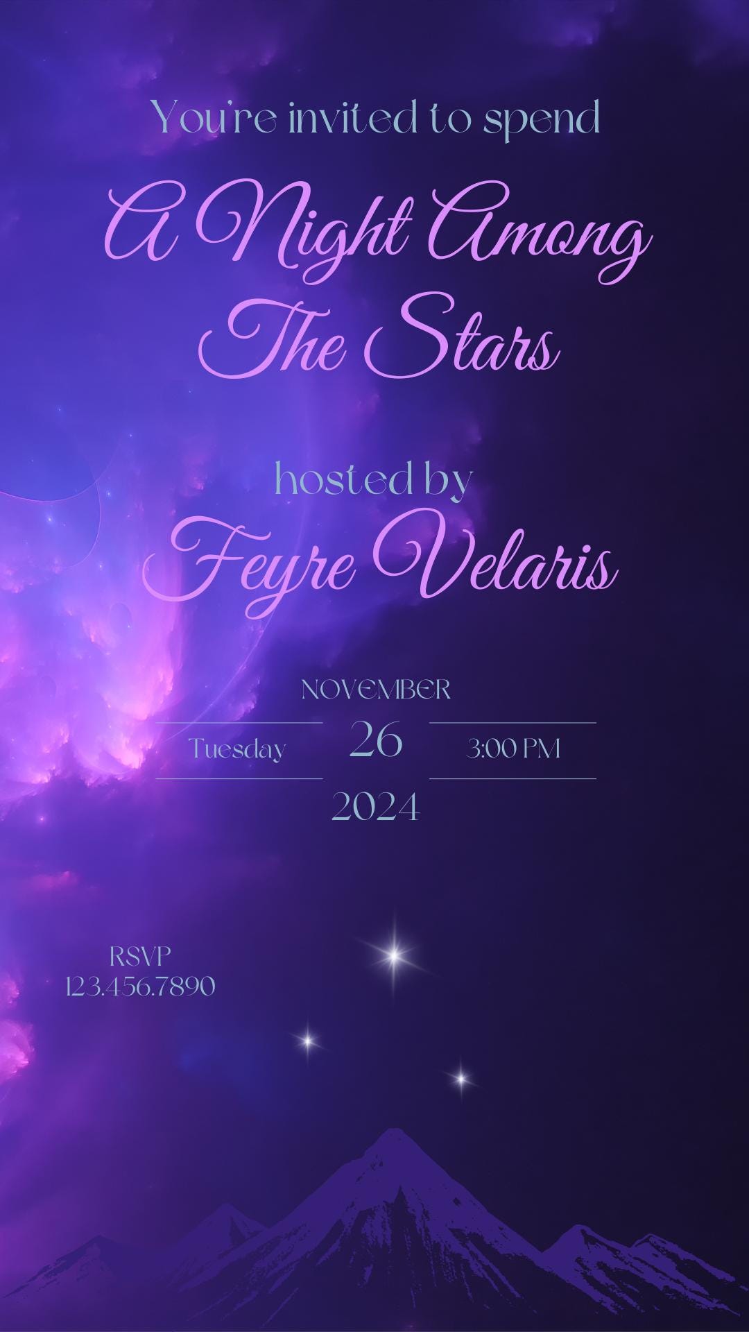 ACOTAR Party Invitation Template | A Night Among the Stars | Editable ...