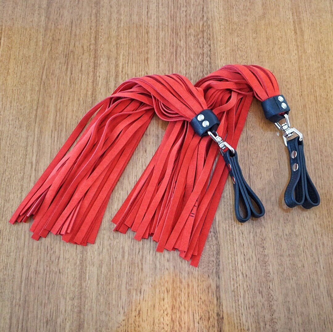 Red Florentine 'swivel Handle' 'poi' Floggers - Etsy