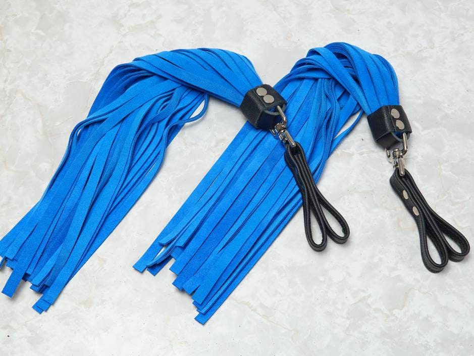 Light Blue - Florentine Finger Loop "poi" Handle Floggers - Etsy