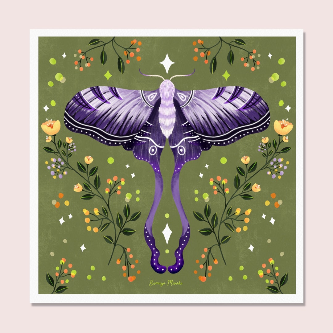 Violet Moth Digital Instant Download Printable Art Butterfly Art Print ...